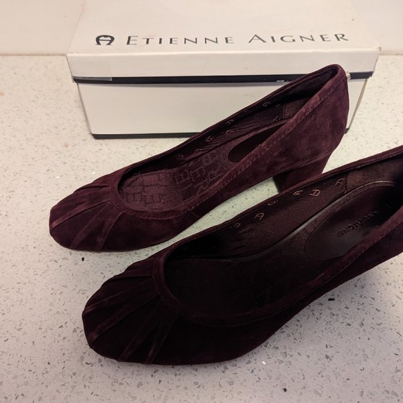 Etienne Aigner | Shoes | Heels Beautiful Suede Wine Color 8 2 M | Poshmark